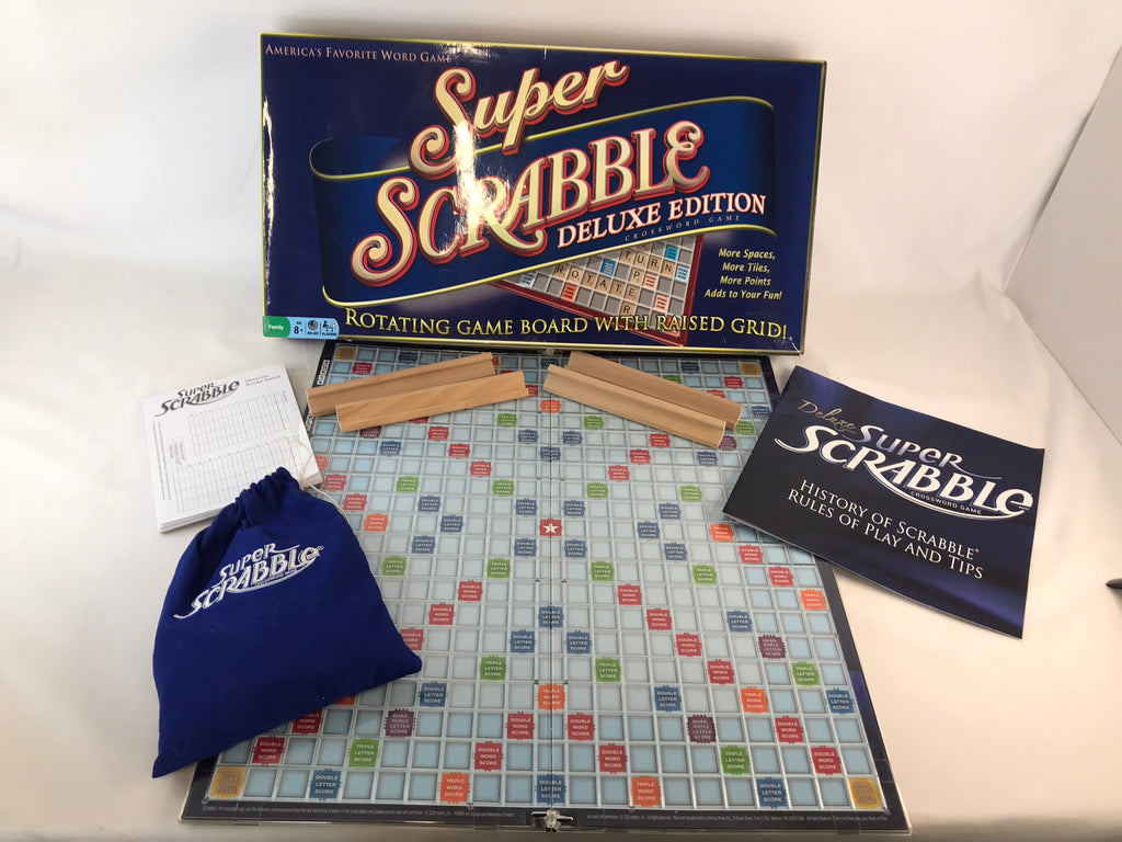 Game Super Scrabble Deluxe Edition 200 Pc Rotating Game Board With Rai ...